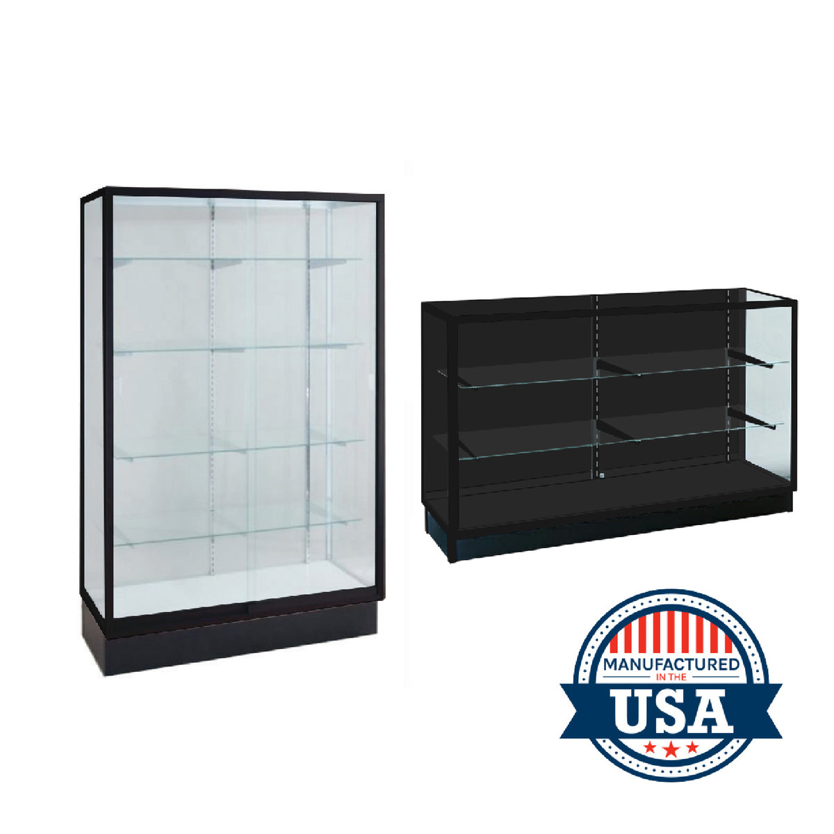 Black Aluminum Frame Retail Display Cases | Now Displays