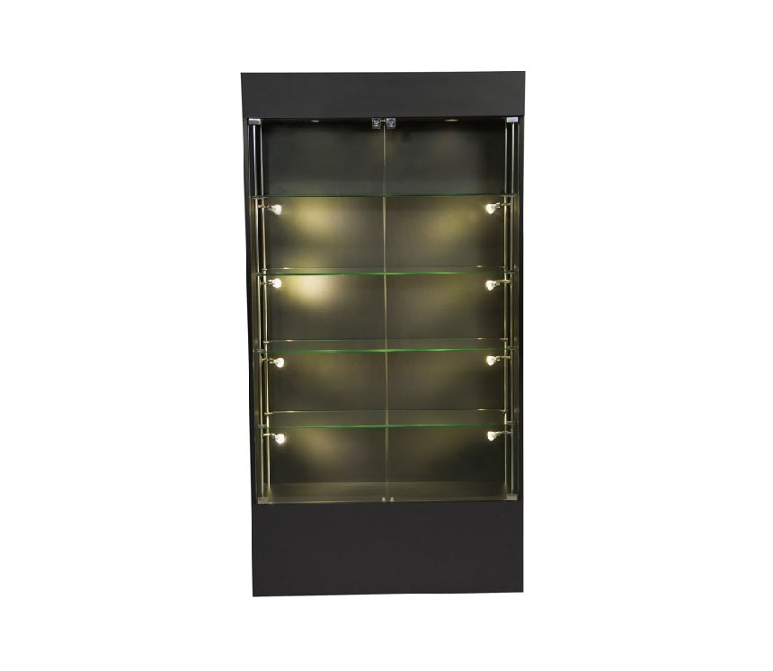 40"L Black Rectangular Wall Case- Fully Assembled - LED Lighted Glass ...