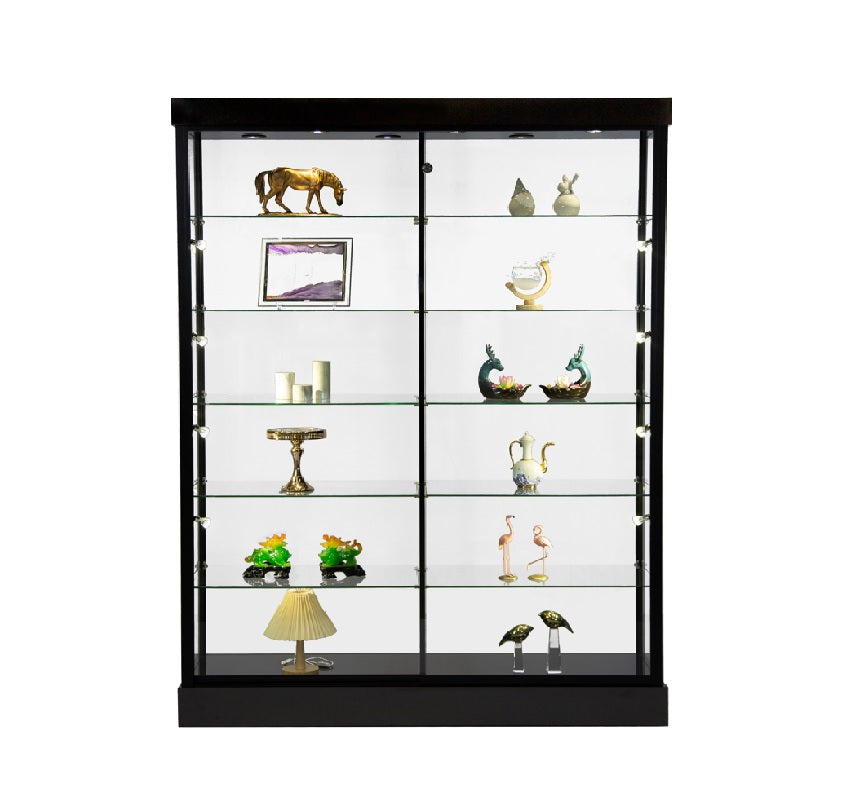 Black Large Glass Trophy Display Case- Fully Assembled | Now Displays