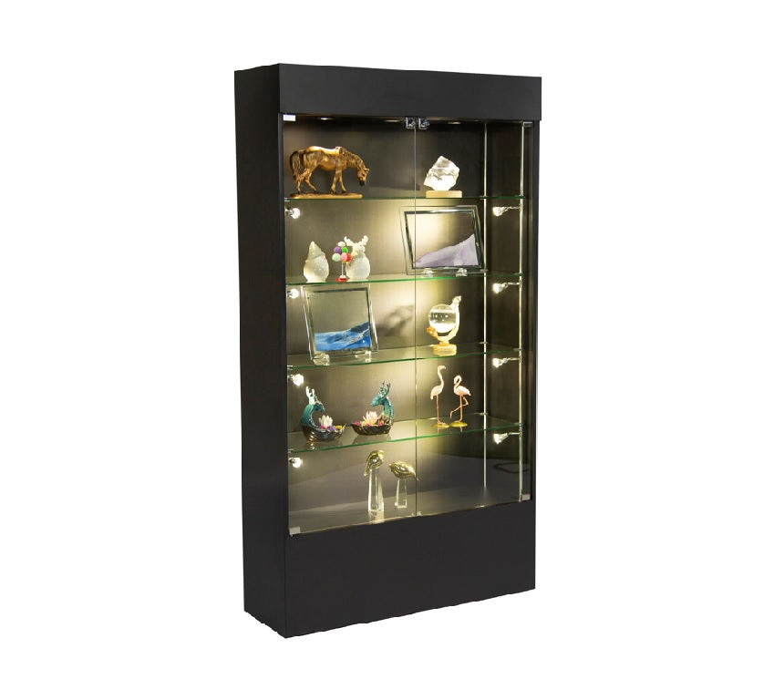 40"L Black Rectangular Wall Case- Fully Assembled - LED Lighted Glass ...