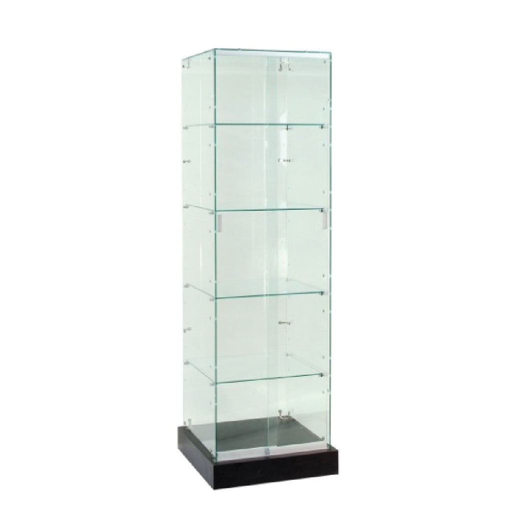 20"L Frameless Tower Glass Display Case | Now Displays