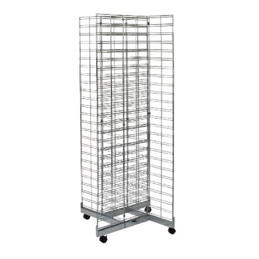 Free-Standing Grid Wall Tower With Pin Wheel Base | Now Displays