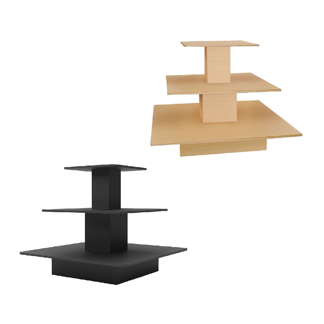 3-Tier Wood Square Display Table | Now Displays