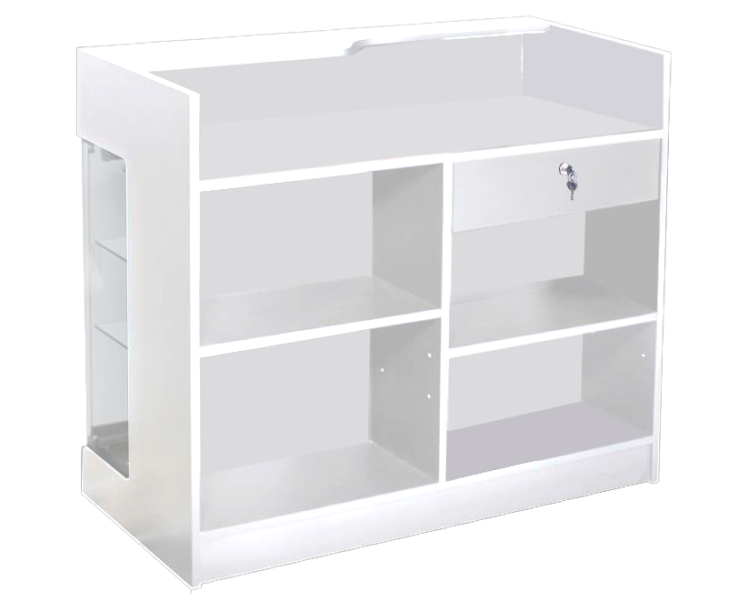 Shop White Ledgetop Glass Front Register Counter | Now Displays